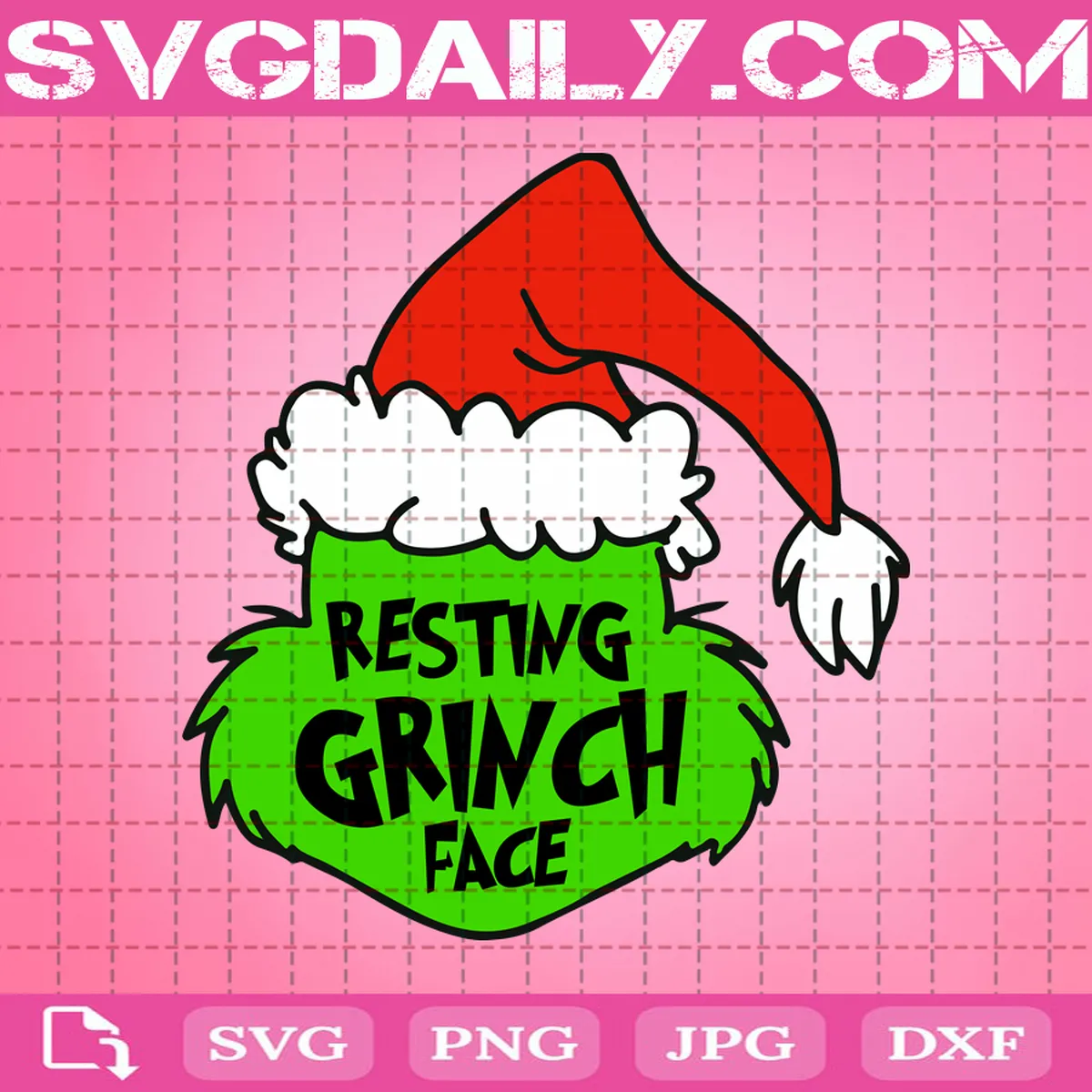 Santa Grinch Resting Grinch Face Svg - Daily Free Premium Svg Files