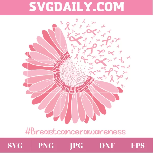 Breast Cancer Sunflower Breast Cancer Awareness, Svg Png Dxf Eps Cricut ...