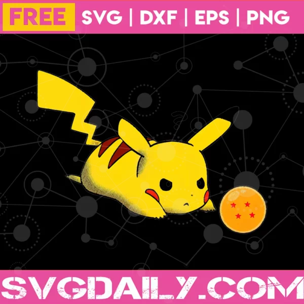 Free Pokemon Confused Pikachu With Dragon Ball 4 Star , Svg Png Dxf Eps ...