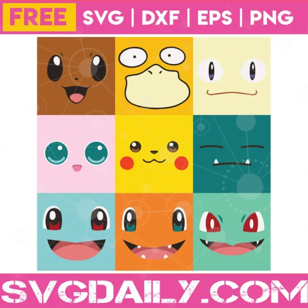 Free Pokemon Faces, Svg Png Dxf Eps Cricut - Svgdaily Daily Free ...