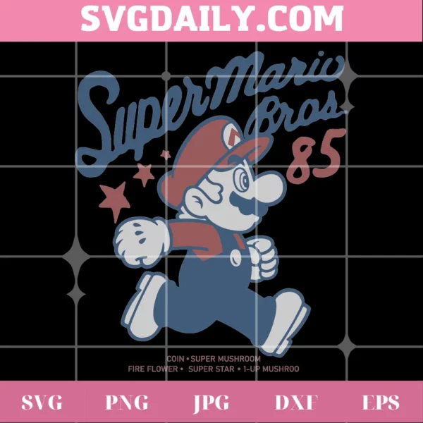 Super Mario Bros 85 Vintage Stars, Svg Png Dxf Eps Digital Download - Svgdaily Daily Free ...